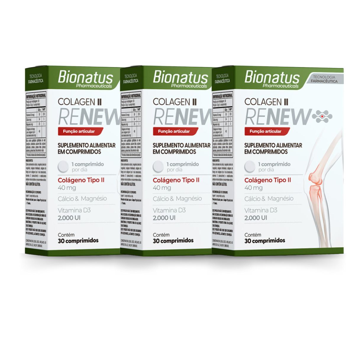 Kit 3 unidades Colagen II Renew Colágeno Tipo II 40mg 30 comprimidos ...